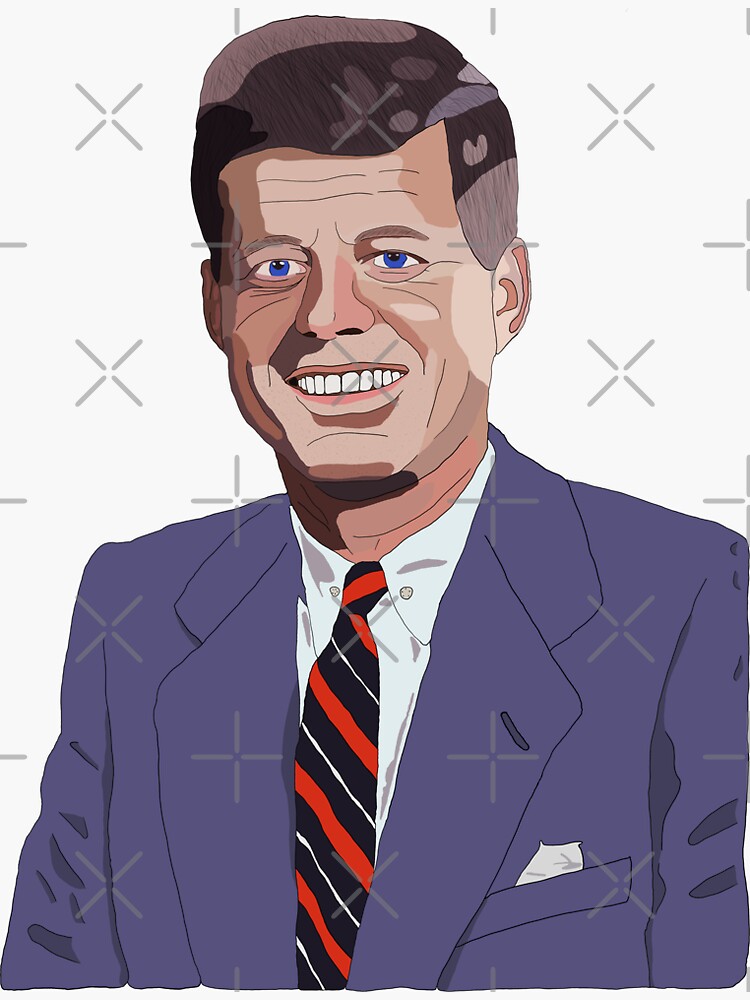 Pegatina «Ilustración de dibujos animados de John F Kennedy Cartoon USA ...