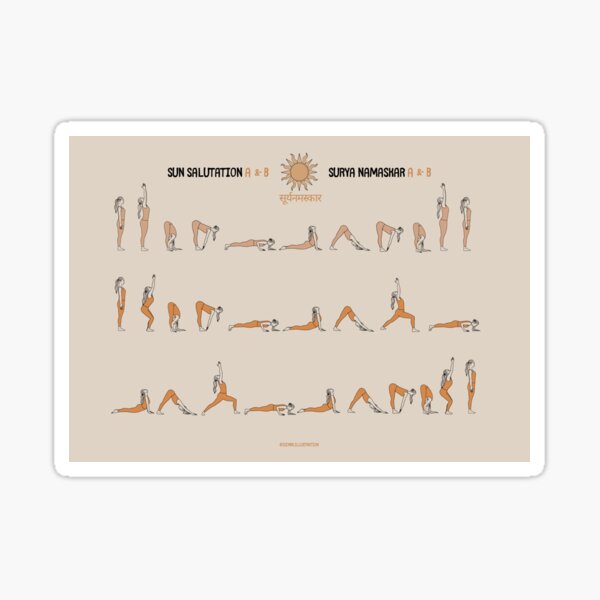 "sun salutation Surya Namaskar" Sticker for Sale by sierratruong ...