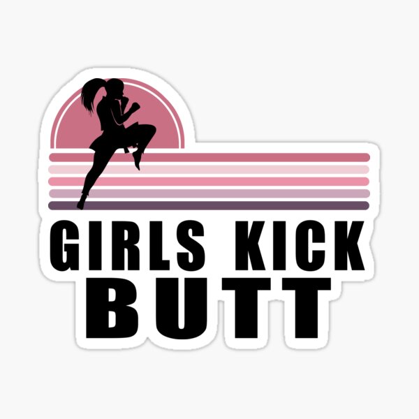 "Girls Kick Butt Purple Karate Girl " Sticker by KatherineWinner ...