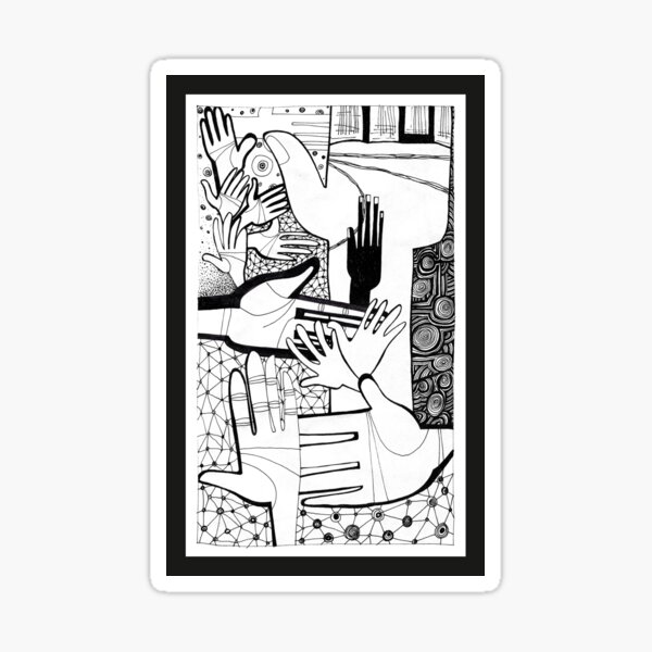 "Hands (pen and ink)" Sticker for Sale by Niness-Studio | Redbubble