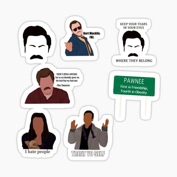 "Parks and Rec sticker set" Sticker by Dsilverart | Redbubble