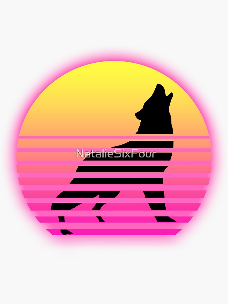 "Synthwave Wolf" Sticker by NatalieSixFour | Redbubble