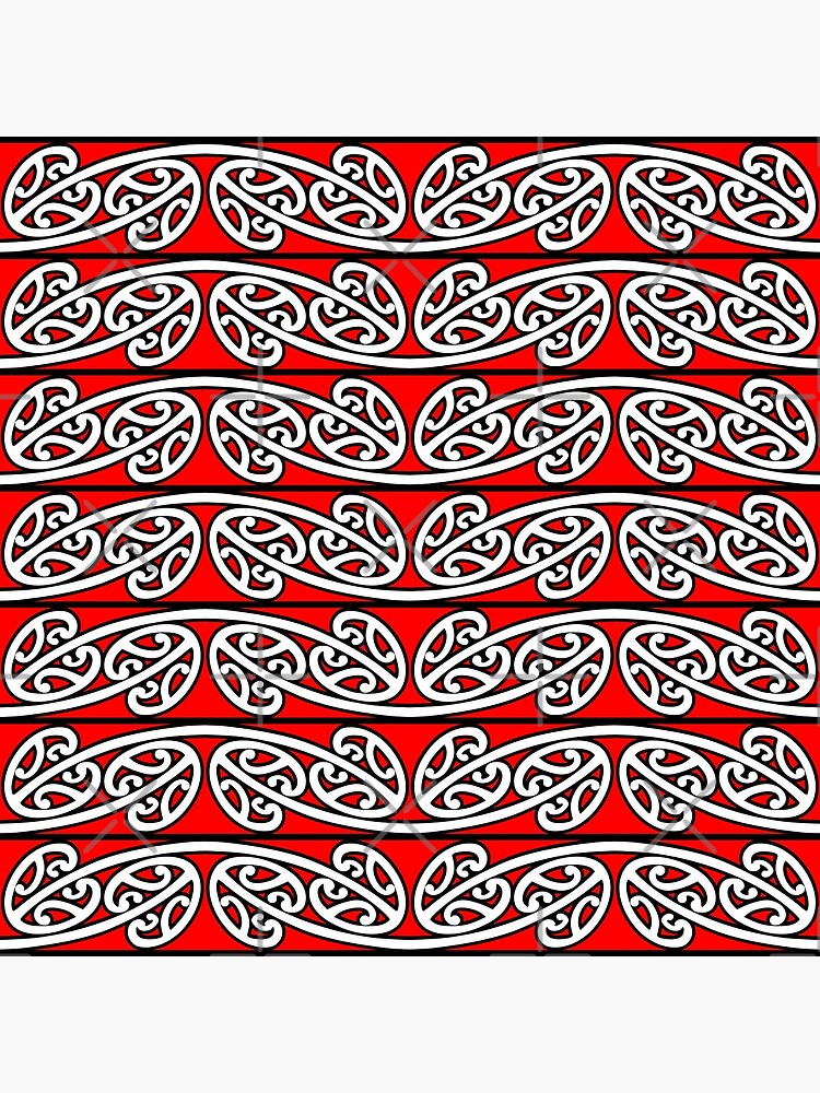 "Kowhaiwhai Pattern, Mangopare, Version 5, Red, Large" Art Board Print ...