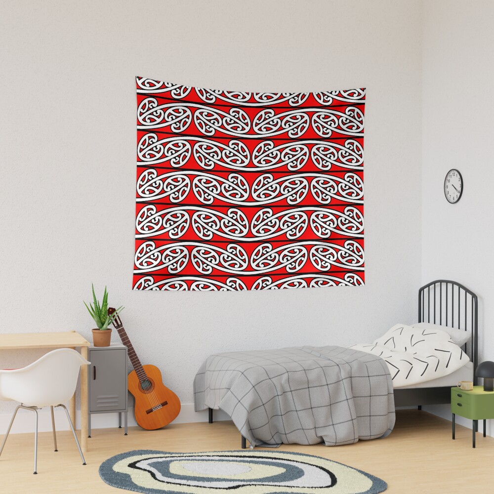 "Kowhaiwhai Pattern, Mangopare, Version 5, Red, Large" Art Board Print ...