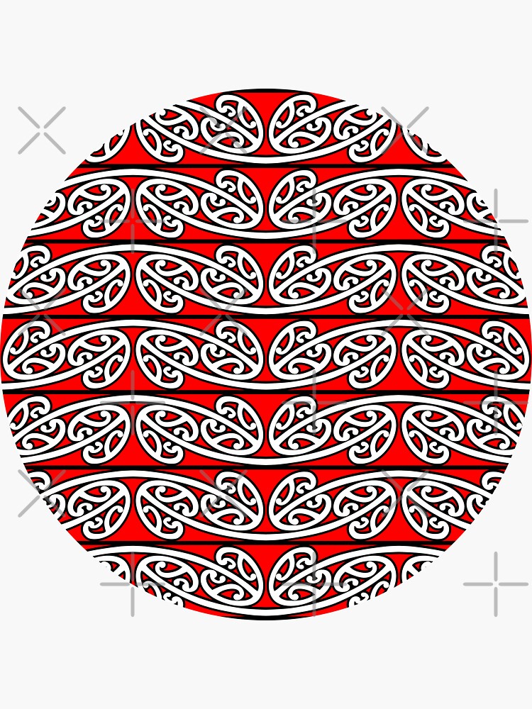 "Kowhaiwhai Pattern, Mangopare, Version 5, Red, Large" Sticker for Sale ...