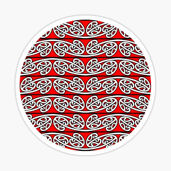 "Kowhaiwhai Pattern, Mangopare, Version 5, Red, Large" Sticker by ...