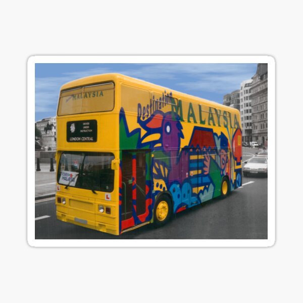 "Double decker bus, colorful through London" Sticker by Cevetan | Redbubble