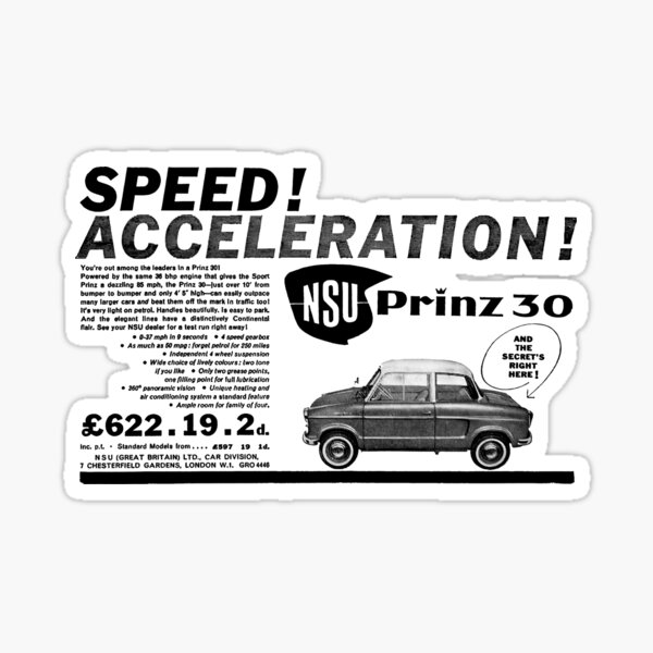 "NSU PRINZ" Sticker for Sale by ThrowbackM2 | Redbubble