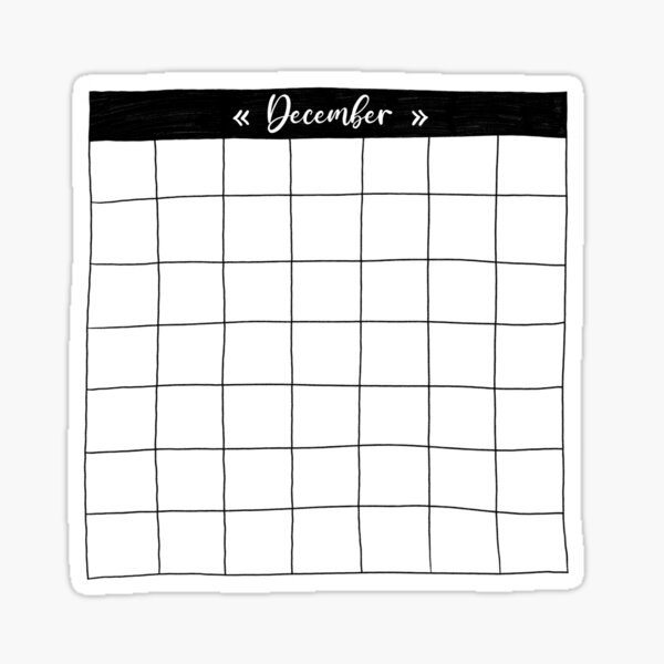 Black and White monthly blank Square Tracker Calendar Stickers fill in ...