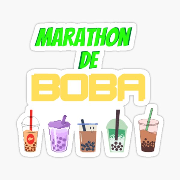 "Boba Marathon Milk Tea Lover " Sticker for Sale by lotusbud | Redbubble