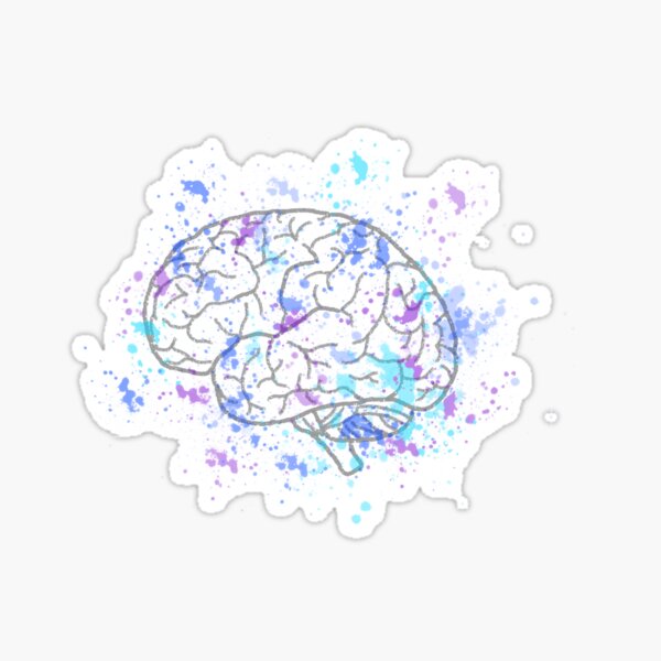 "Watercolour Splash Brain " Sticker for Sale by MindFullDoodles | Redbubble