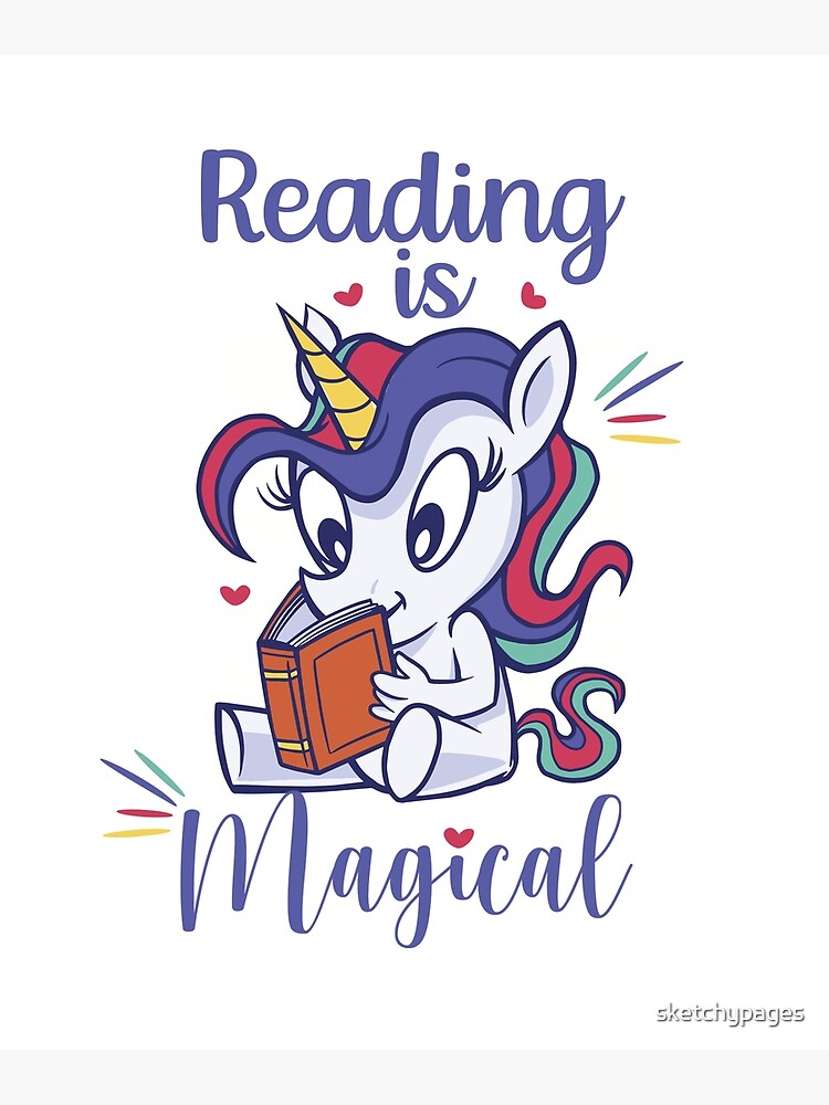 "Reading Is Magical sticker" Poster for Sale by sketchypages | Redbubble