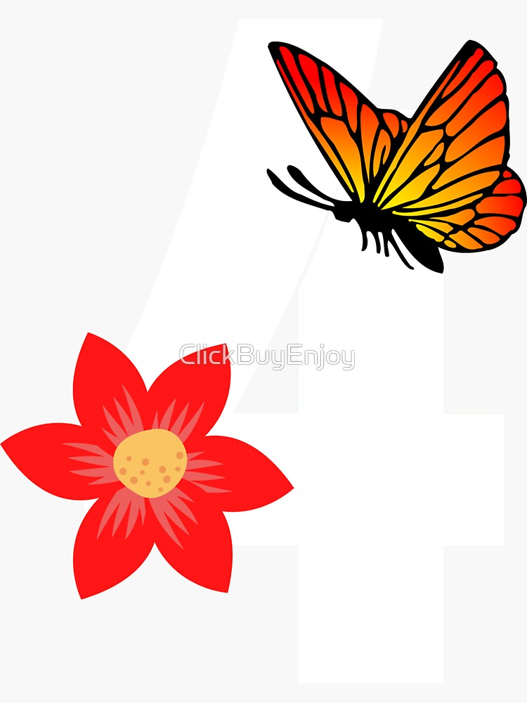 "Number 4" Sticker by ClickBuyEnjoy | Redbubble