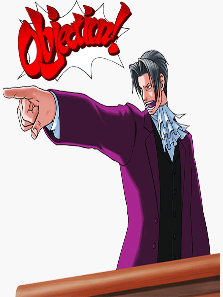 "Miles Edgeworth Objection" Sticker for Sale by MEai | Redbubble