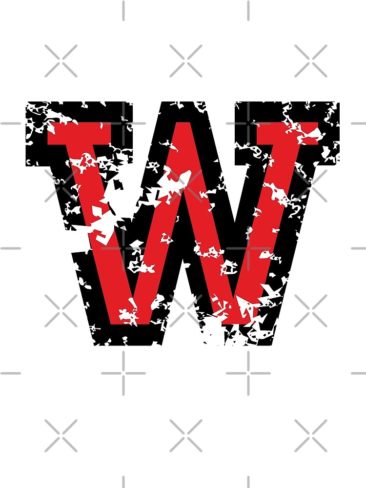"Letter W (Distressed) two-color black / red character" by ...