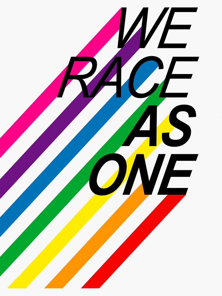 "We Race As One - Rainbow Lines" Sticker by reval-store | Redbubble