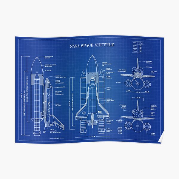 "NASA Space Shuttle (Blueprint)" Poster for Sale by BGALAXY | Redbubble