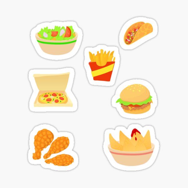"Fast Food Sticker Pack Fries, Chicken, Pizza ..." Sticker for Sale by ...