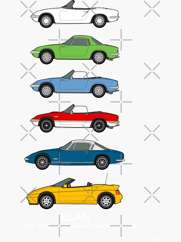 "Elan sportscar classic car collection" Sticker by RJWautographics ...