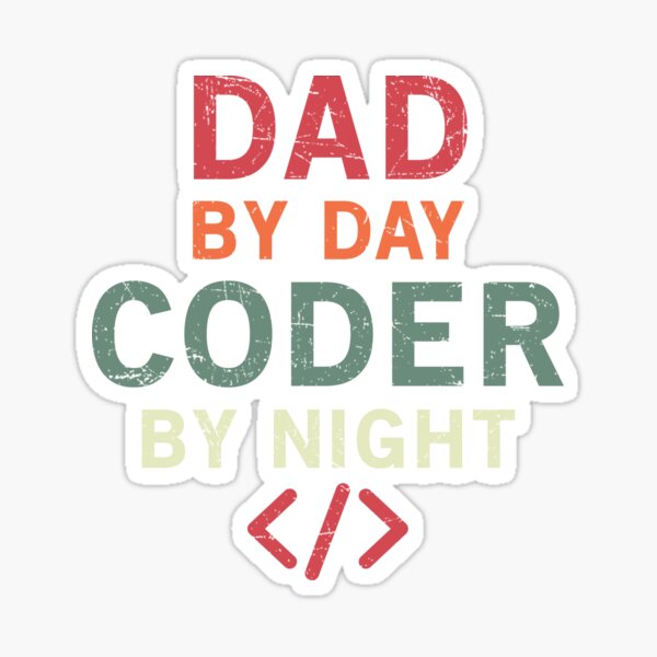 Pegatina «Mens Dad By Day Coder By Night - Las mejores ideas divertidas ...