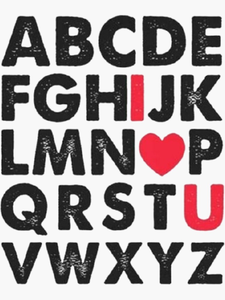 "Alphabet - I Heart U " Sticker for Sale by mhealy86 | Redbubble