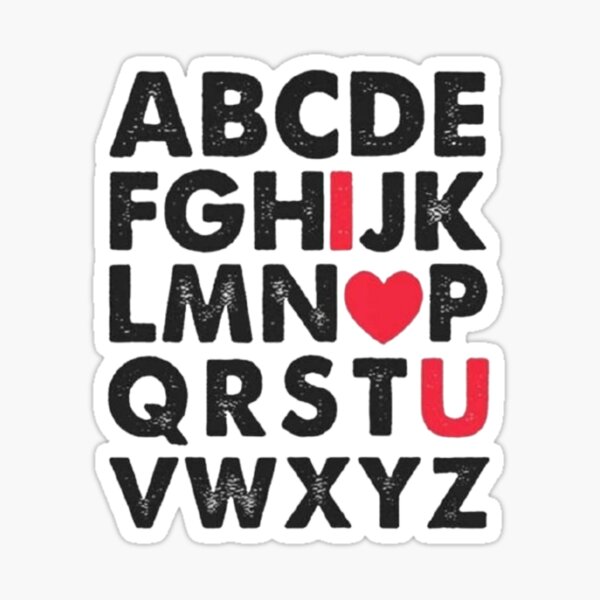 "Alphabet - I Heart U " Sticker for Sale by mhealy86 | Redbubble