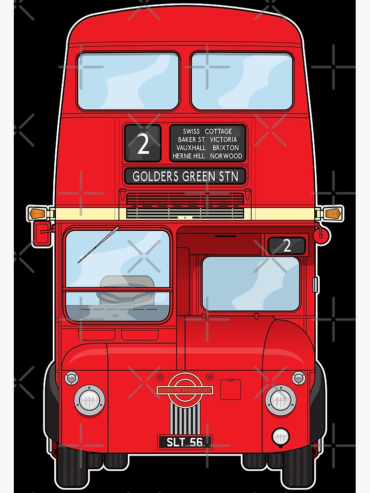 "London Routemaster RM1 SLT56 Vintage bus Illustration" Poster by ...