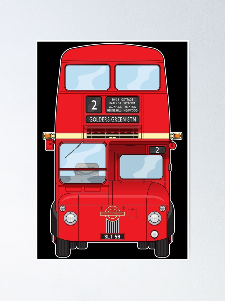 "London Routemaster RM1 SLT56 Vintage bus Illustration" Poster by ...