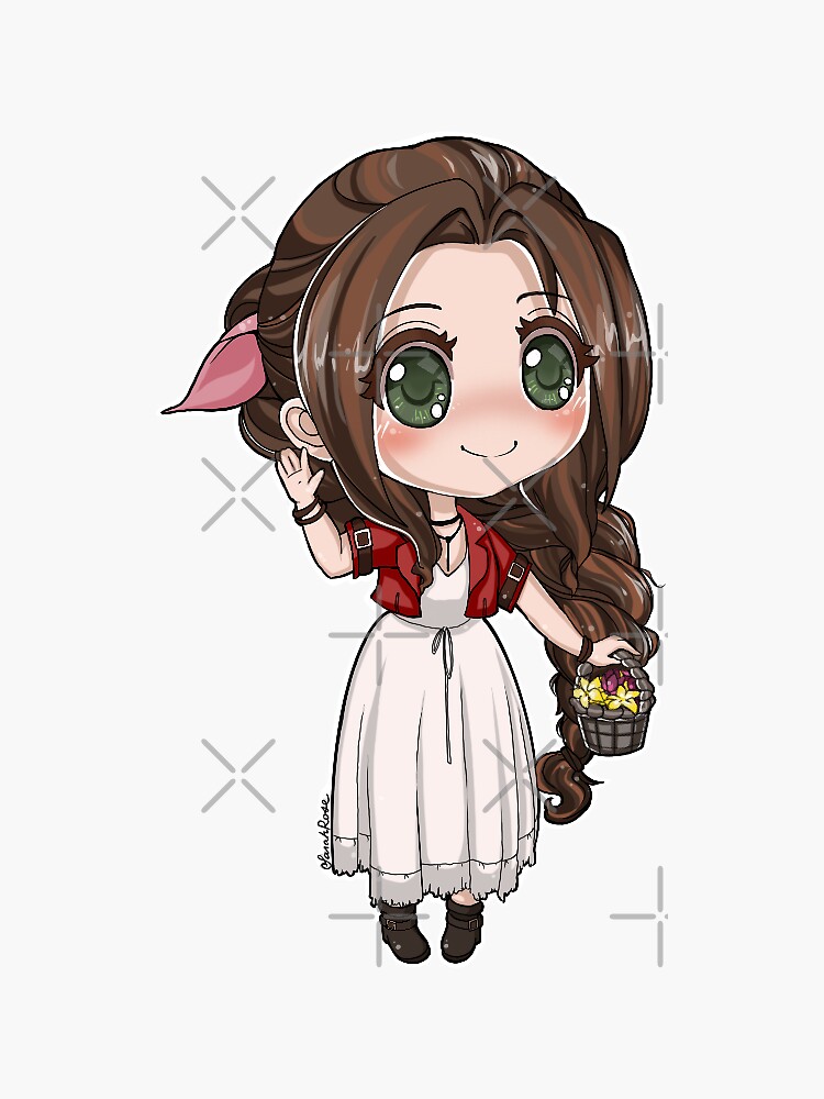 " Aerith Gainsborough Chibi" Sticker for Sale by SarahRoseArts | Redbubble