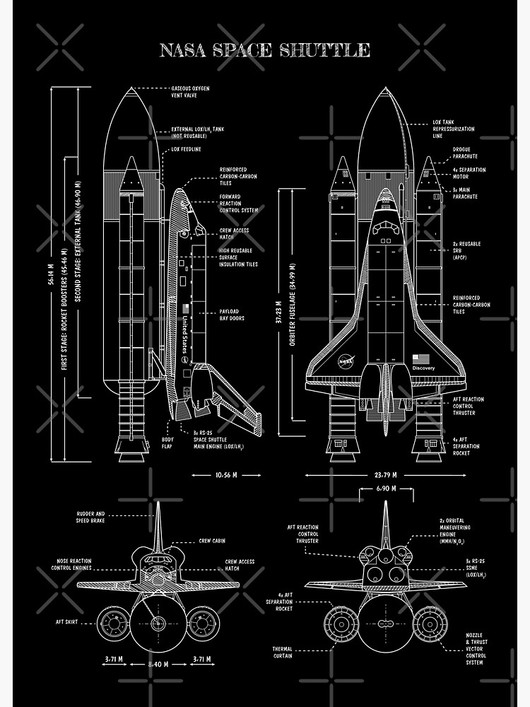 Póster «NASA Space Shuttle White Stencil - No Background (Vertical ...