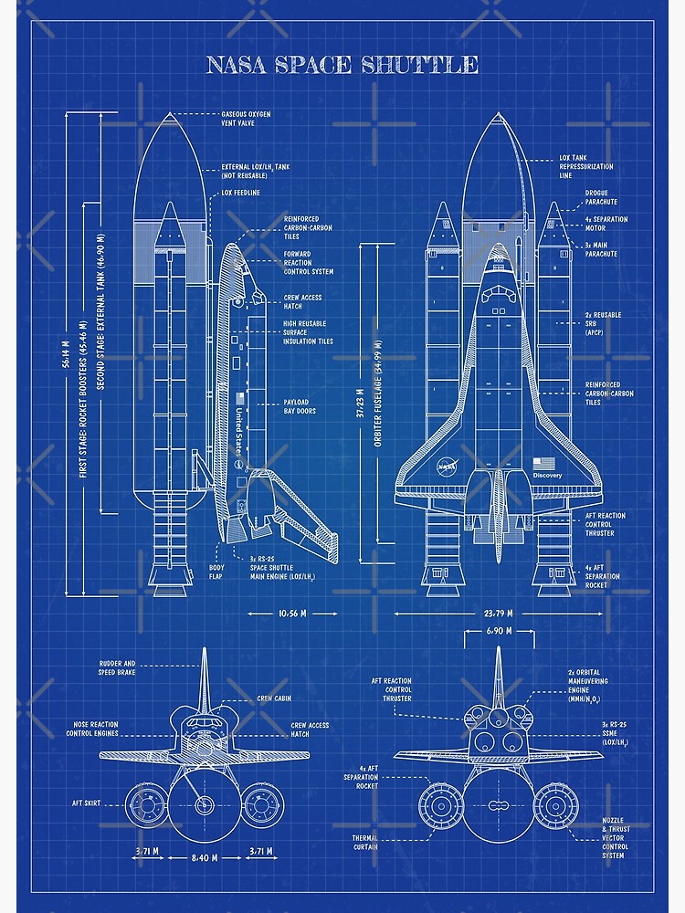 Poster « NASA Space Shuttle Blueprint (Vertical Version) », par BGALAXY ...