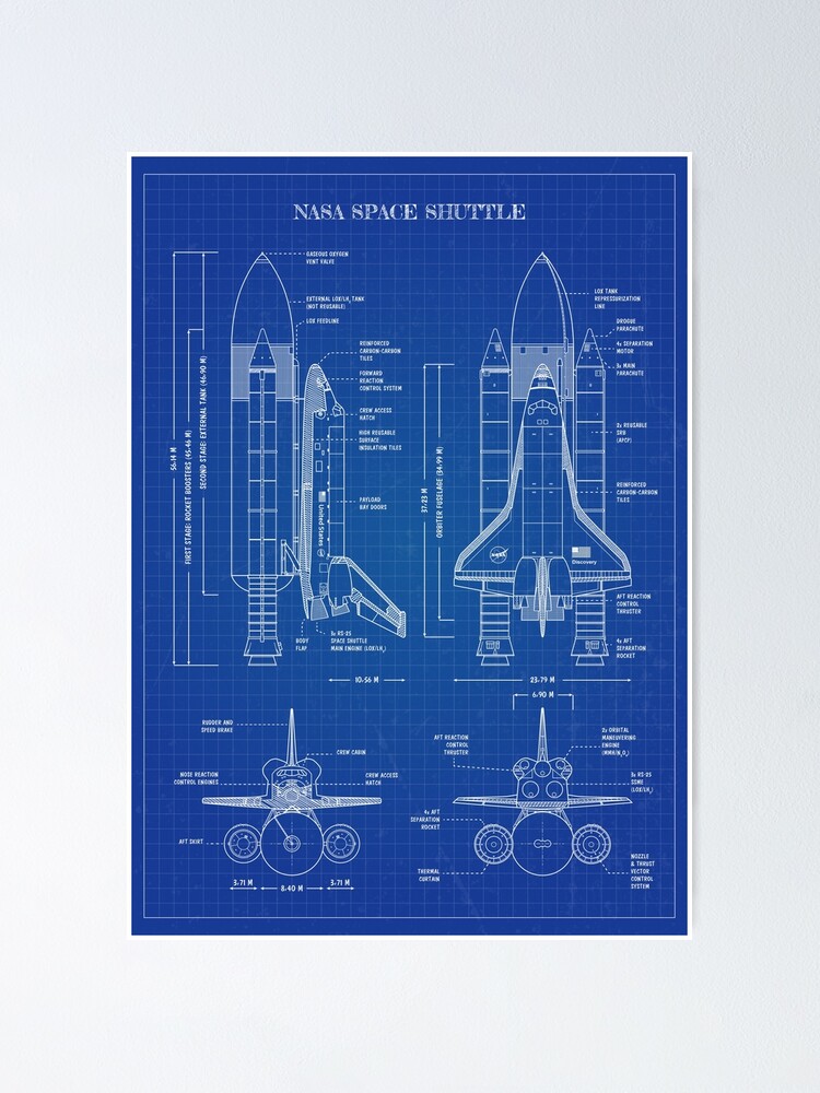 Poster « NASA Space Shuttle Blueprint (Vertical Version) », par BGALAXY ...