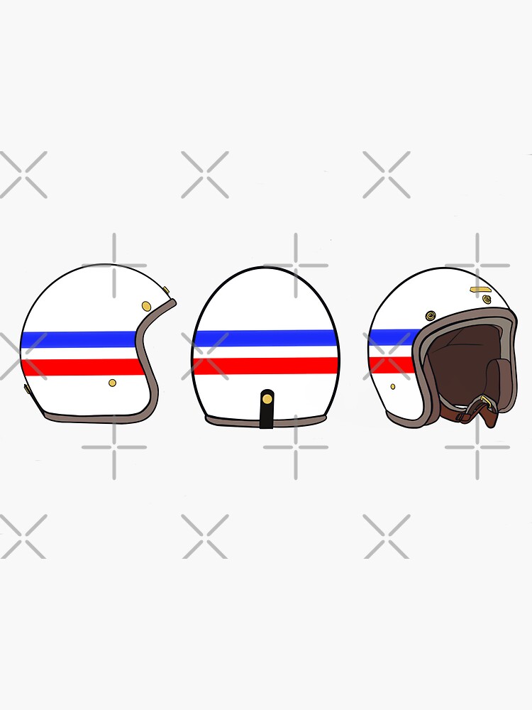 "Motorcycle Vintage Helmet Stripes" Sticker for Sale by SketchEguy ...