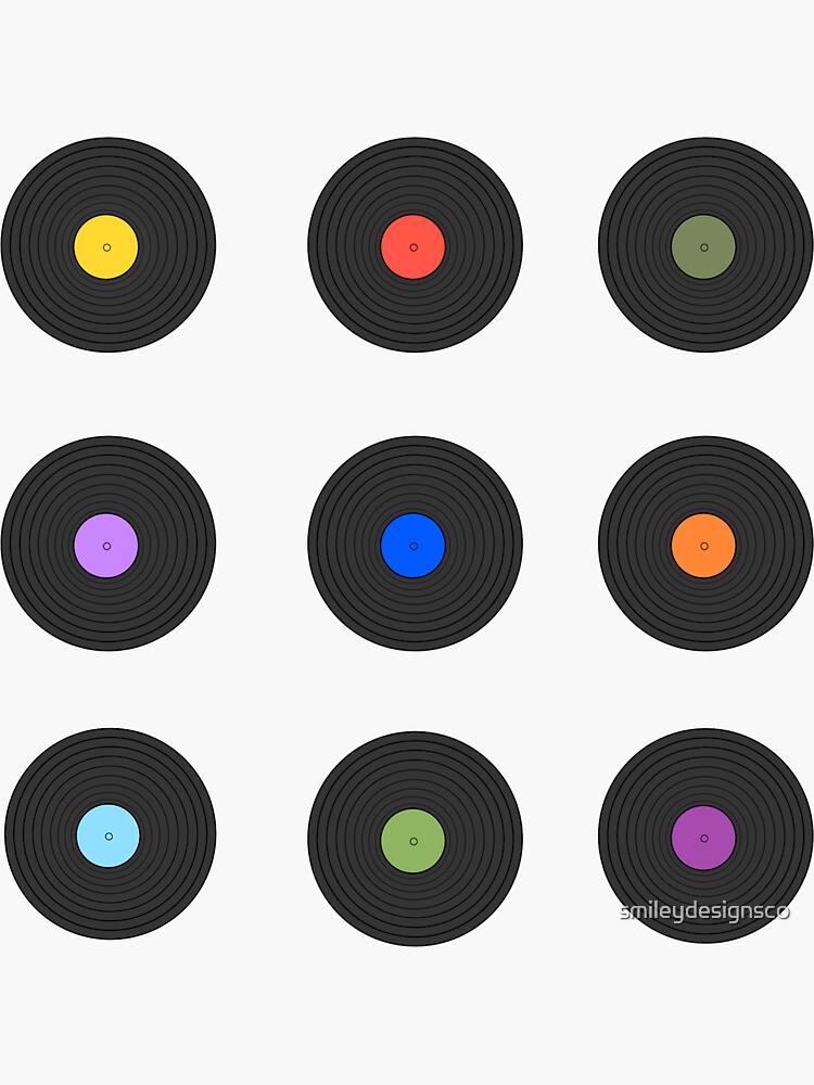 "records sticker pack " Sticker for Sale by smileydesignsco | Redbubble