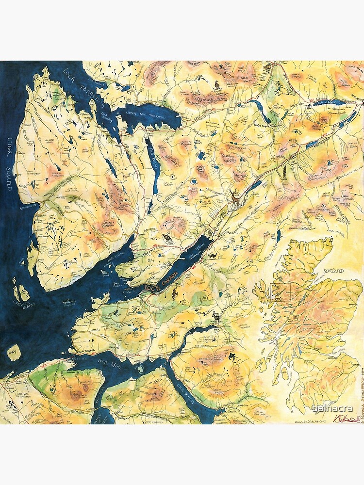 "lochcarron & wester Ross Map" Art Print for Sale by balnacra | Redbubble