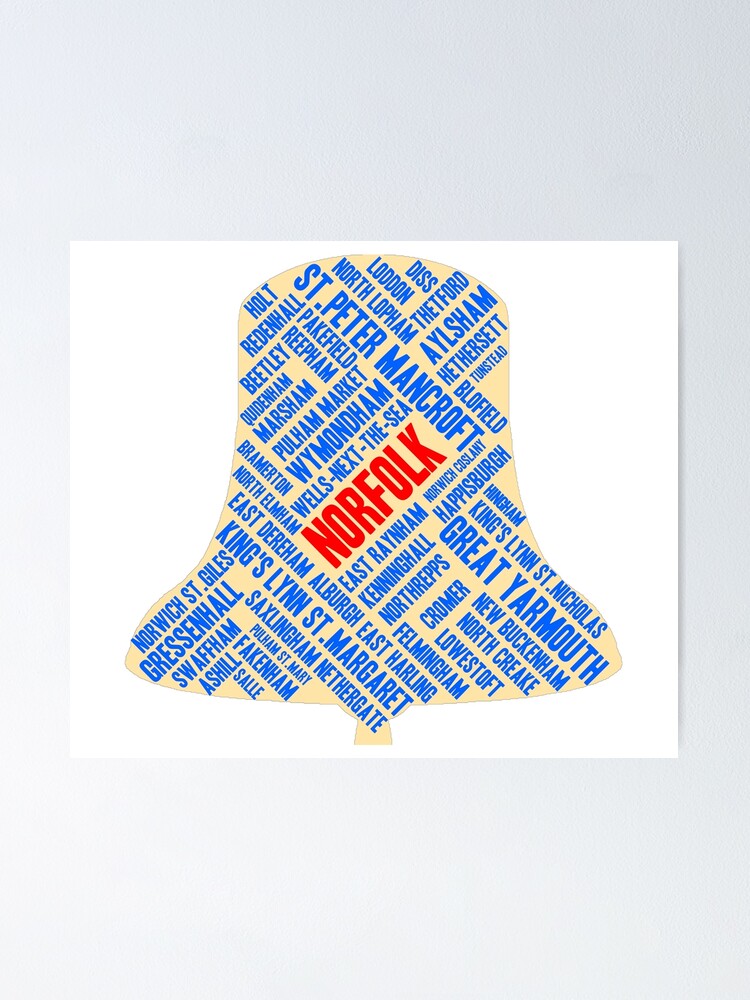 "Norfolk 8+ Bell Towers in Cream" Poster for Sale by Grandsire | Redbubble