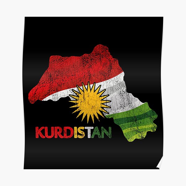"Flag Map of Kurdistan - Map Kurdistan" Poster for Sale by ariaarti ...