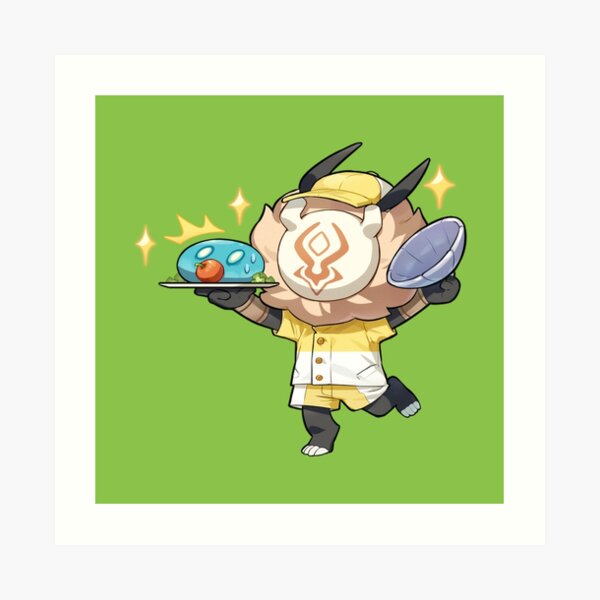 "Hilichurl & Hydro Slime | Genshin Impact Sticker "Waiter"" Art Print ...