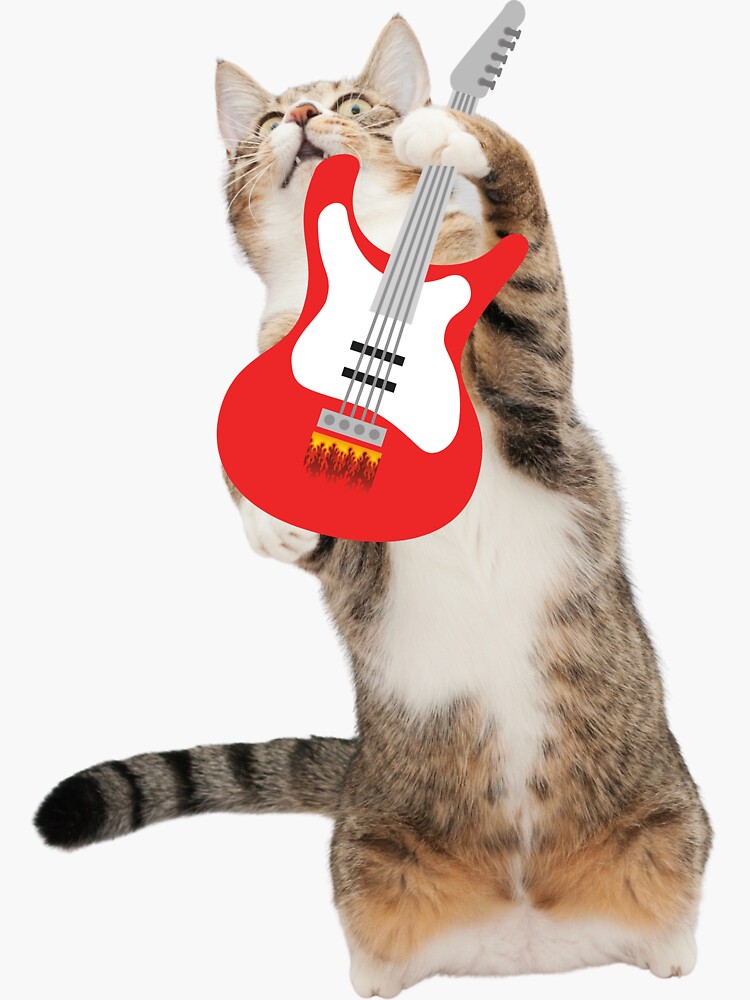 "Musical Cat Playing The Bass Guitar" Sticker for Sale by Just-Cats ...