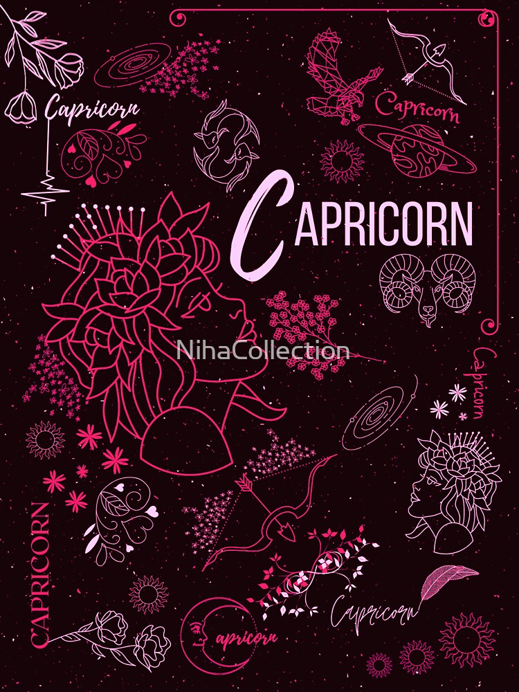"Dark Pink Capricorn Zodiac Horoscope Design" Sticker for Sale by ...