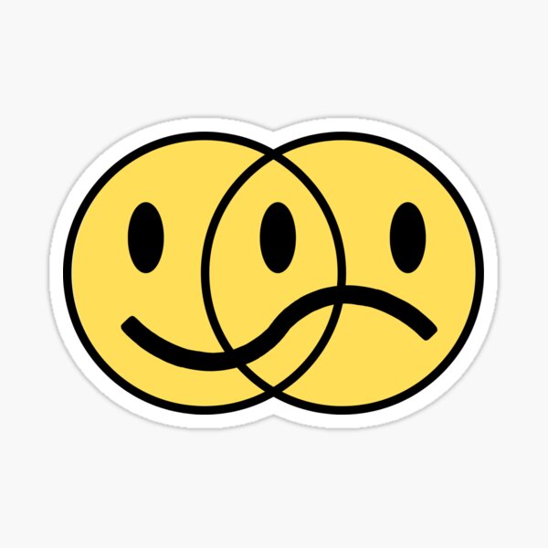 "Smiley Face Sad Face " Sticker for Sale by welcometoheck | Redbubble