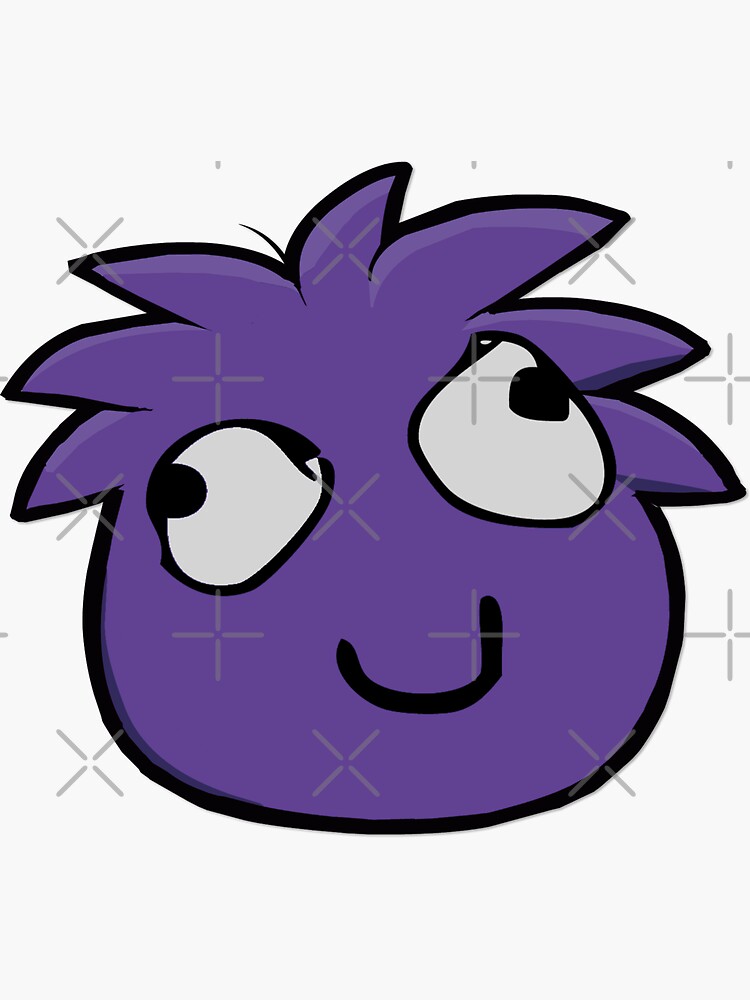 "Purple Puffle: A smiling purple puffle meme" Sticker by Zulfiqqar ...