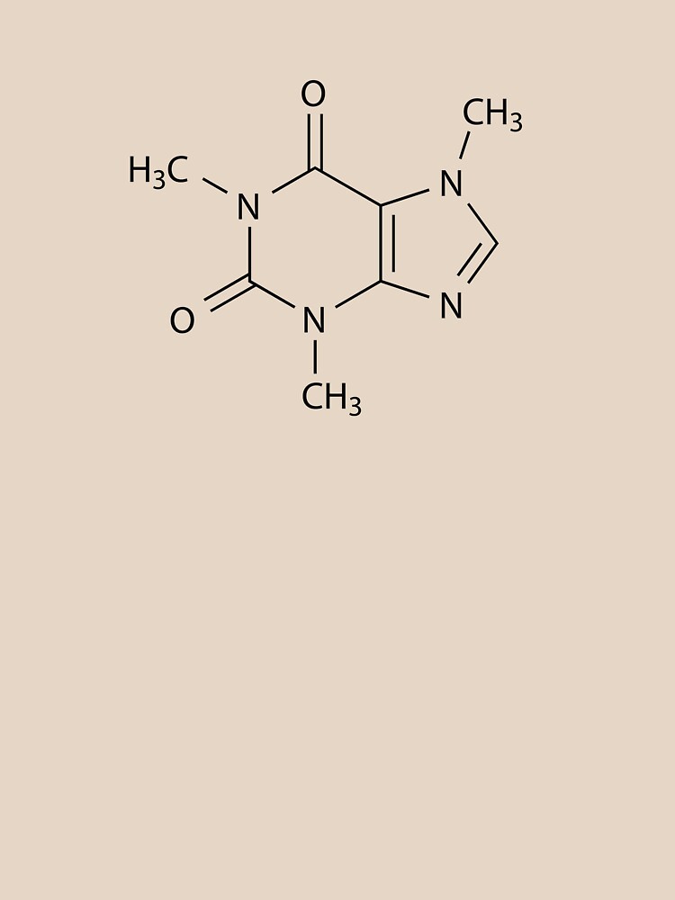 "Caffeine Chemical Structure (C8H10N4O2)" T-shirt for Sale by lucapelo ...