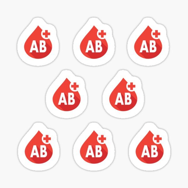 "Blood Types Drops Sticker Pack - AB Positive" Sticker by Zerasu ...