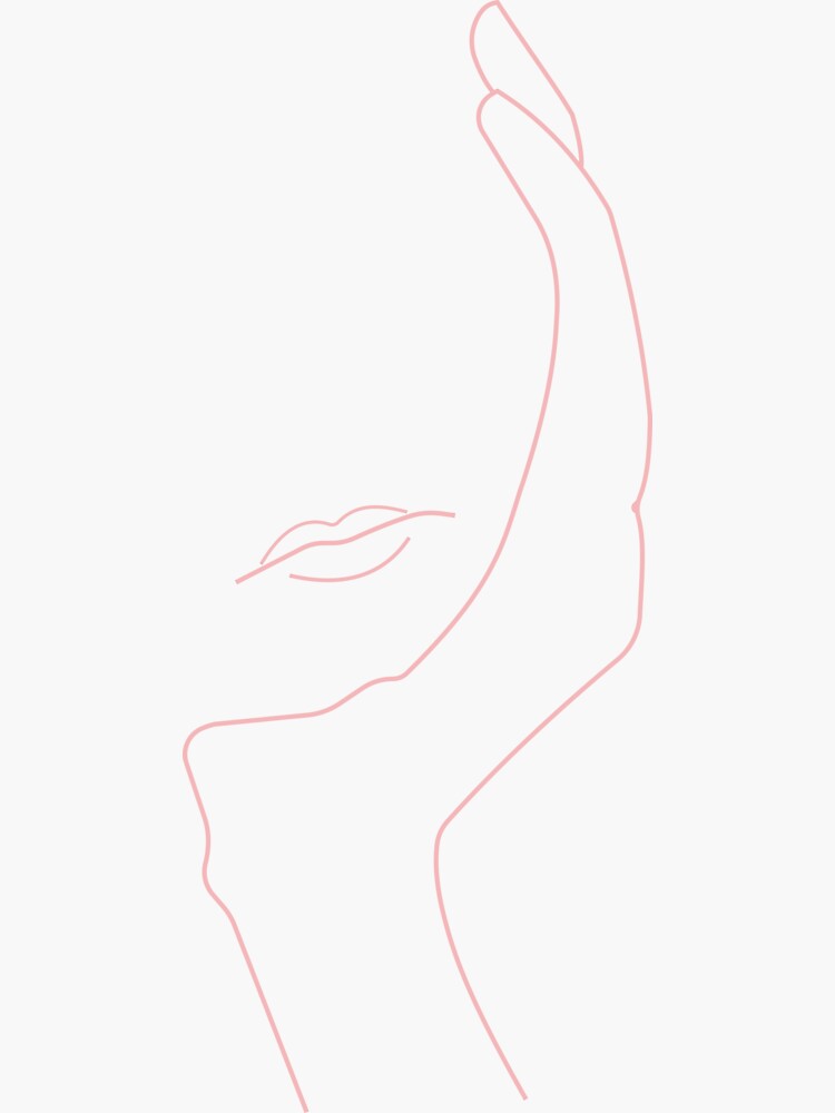 "Woman's Face Pink Line Drawing" Sticker by moonbears21 | Redbubble