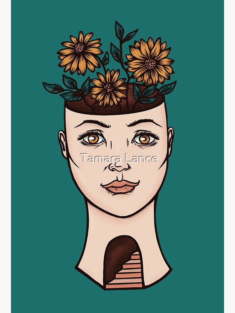 "Surreal Woman Flower Head Art" Poster for Sale by musingtree | Redbubble