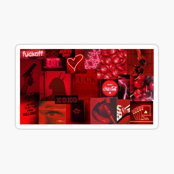 "Red Neon Aesthetic Collage" Sticker for Sale by Cara05 | Redbubble