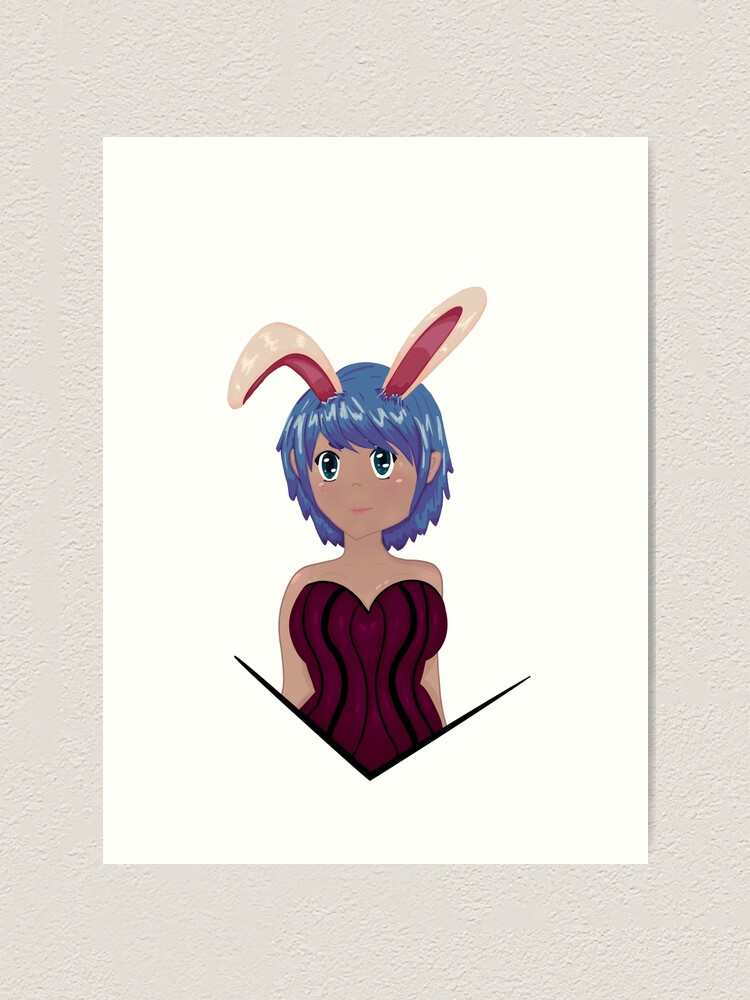 "Blue Haired Anime Bunny Girl" Art Print for Sale by Amieechu | Redbubble