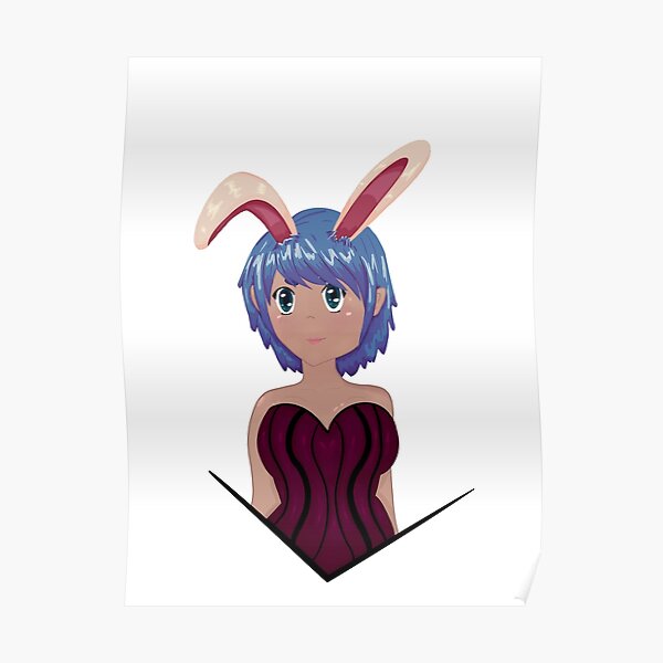 "Blue Haired Anime Bunny Girl" Poster by Amieechu | Redbubble