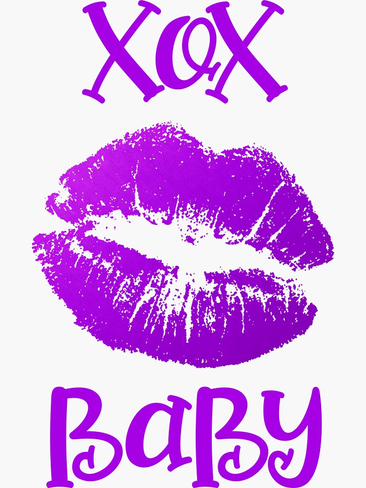 "XOX BABY! Purple on White" Sticker by PawsitiveMum | Redbubble
